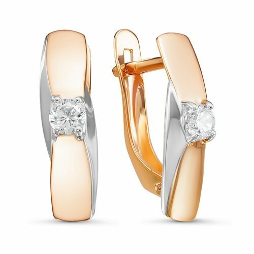Серьги, красное золото, 585 проба, фианит