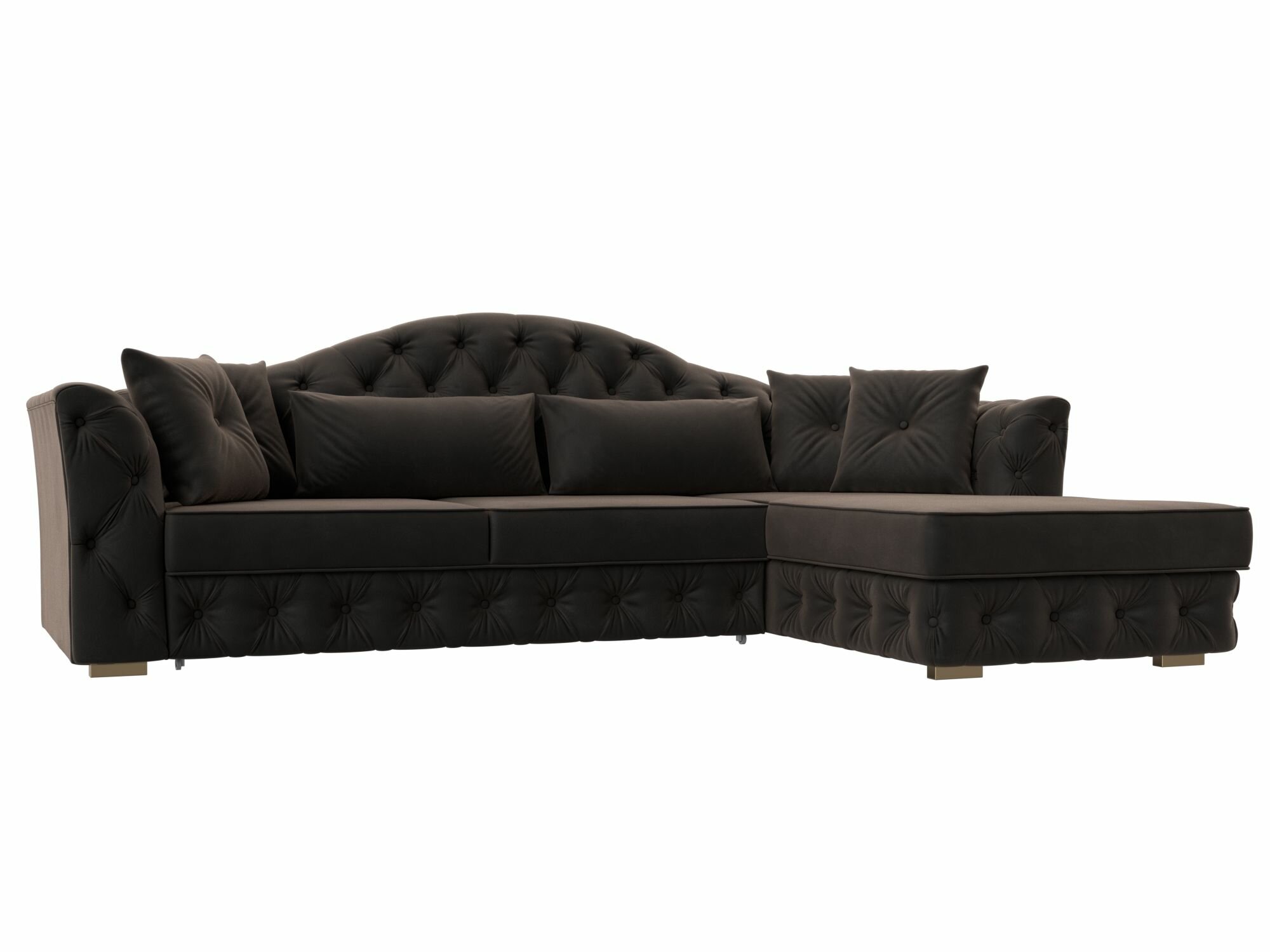 Диван угловой Артис правый угол, велюр коричневый