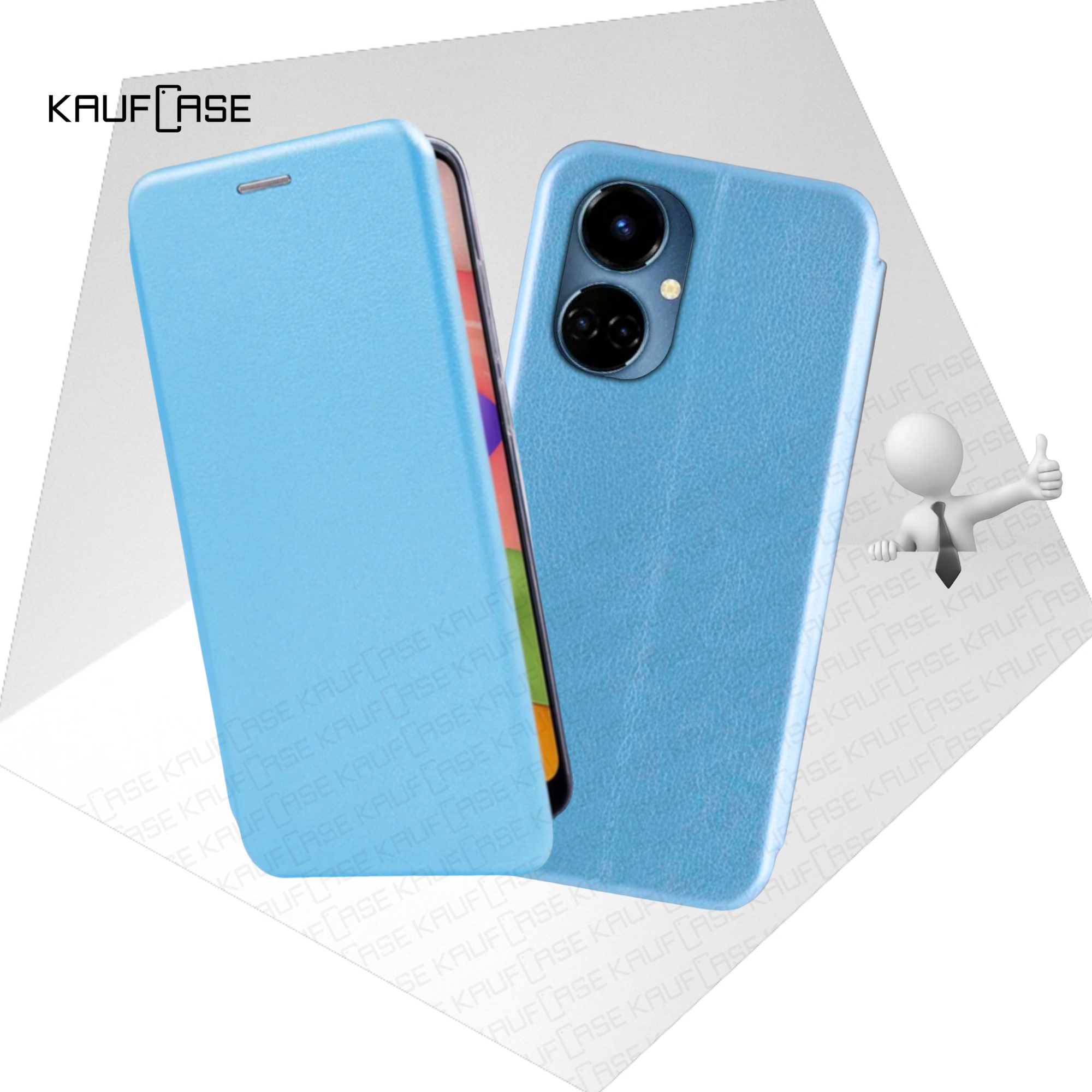 Чехол книжка для телефона Tecno Camon 19 /Camon 19 Pro (CI8n, CI6n) (6.8"), голубой. Текстура под кожу