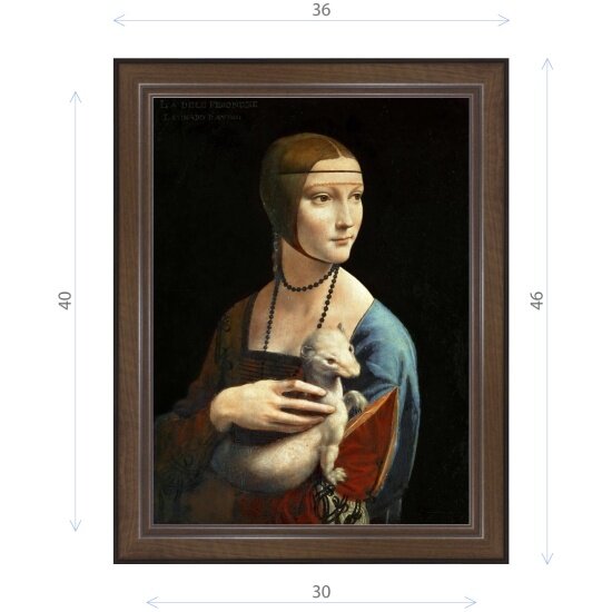Картина Декор Депо Леонардо да Винчи Дама с горностаем Матовая бумага в раме без стекла 46х36 см