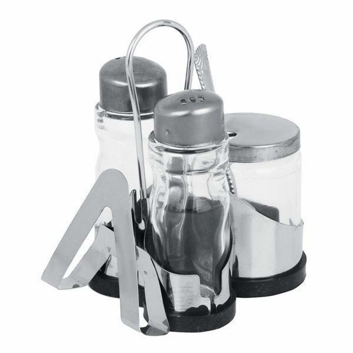 Набор для соли, перца и горчицы с салфетницей Комфорт, h13см, нерж. сталь, стекло Vetta