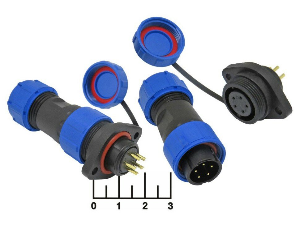 Разъем 5pin в комплекте влагозащищенный на кабель с крышкой кабельный ввод 5-10 мм SZC16 5P-M-FE