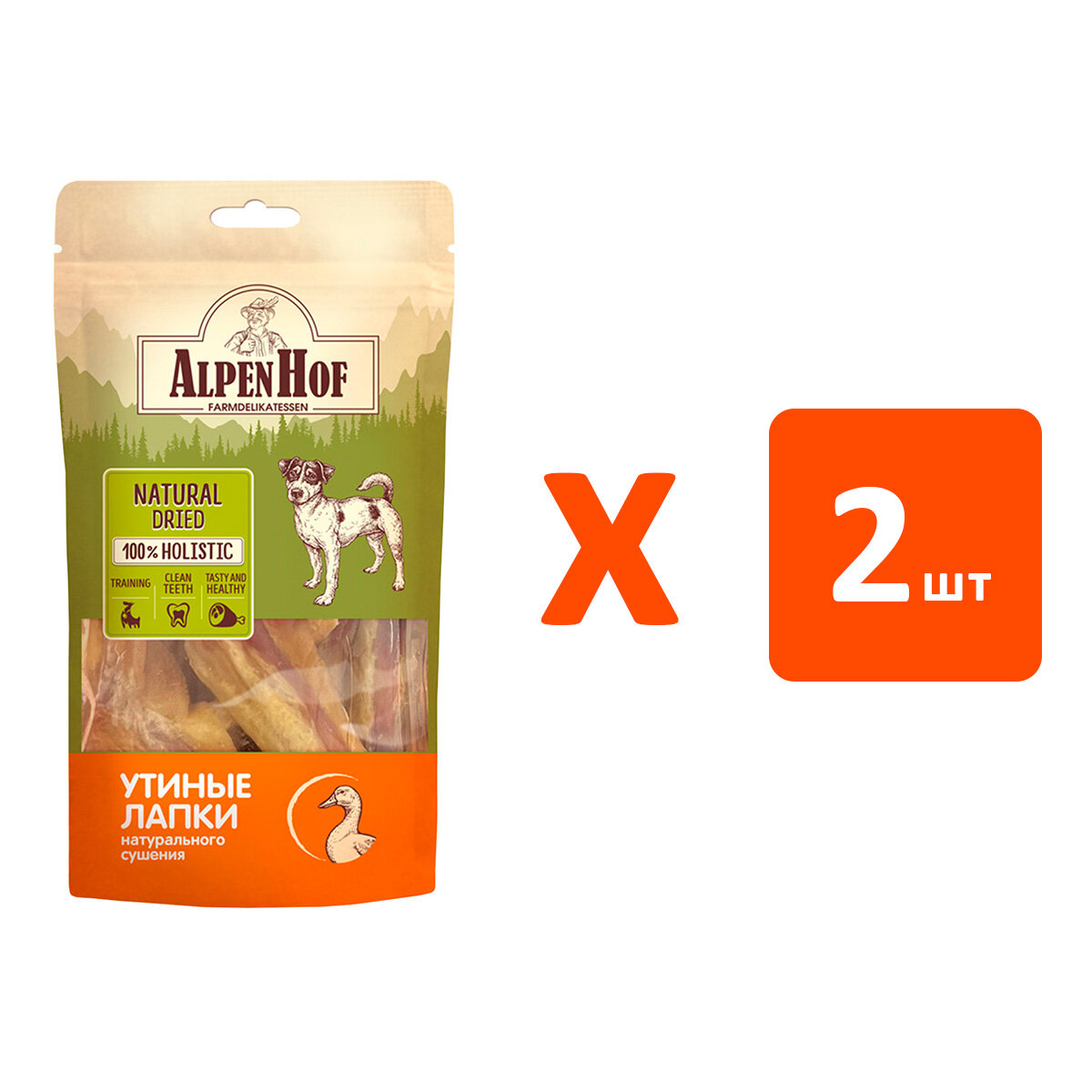 Лакомство AlpenHof для собак утиные лапки 50 гр (1 уп х 2)