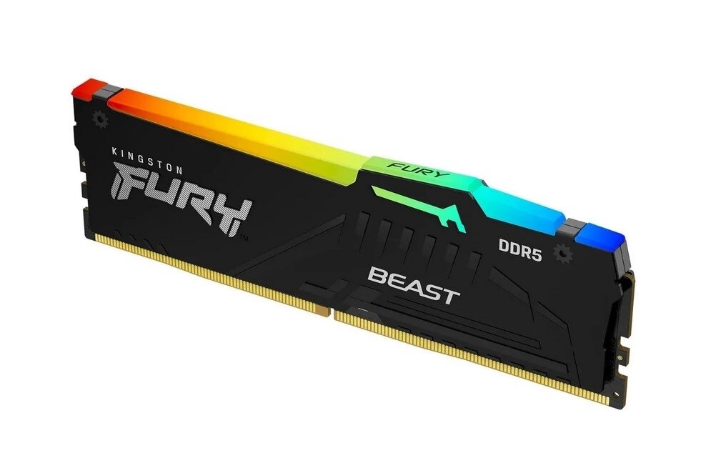 Оперативная память Kingston Fury Beast, DDR5, 8GB (1x8GB), 6000MHz, CL36, DIMM, с радиатором, RGB, черный