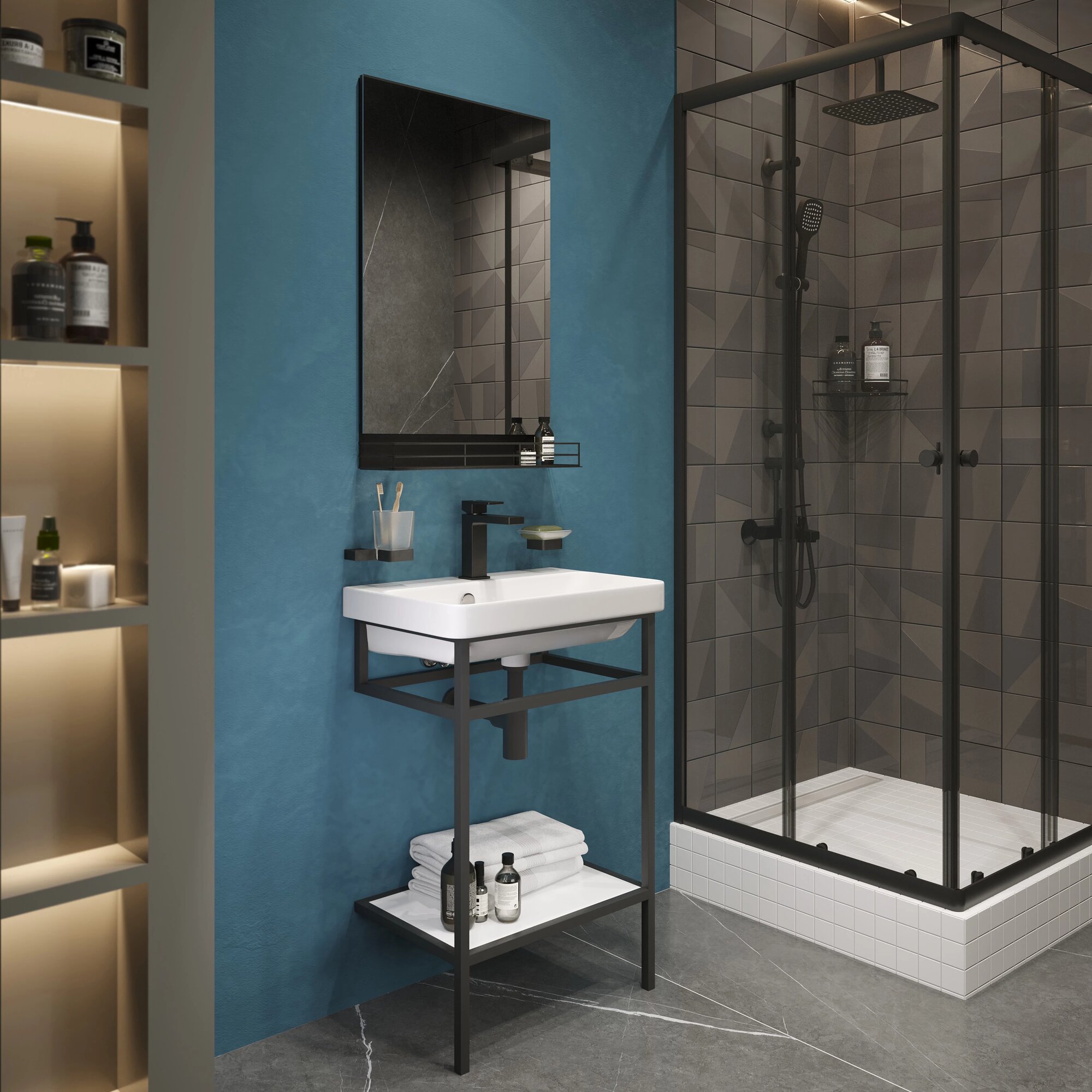 Мебель для ванной комнаты STWORKI Эстфолл 55, черный муар 11055-KL