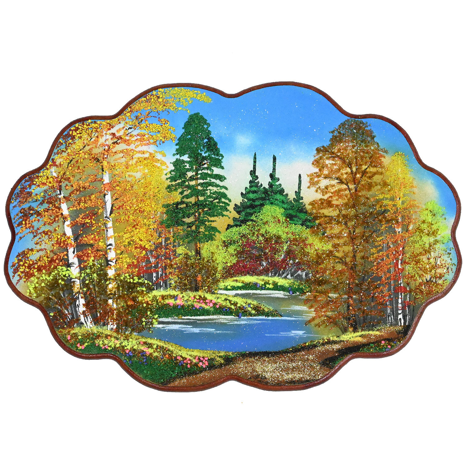 Картина с рисунком из камня, осень облачко 46*31,5см, 700г