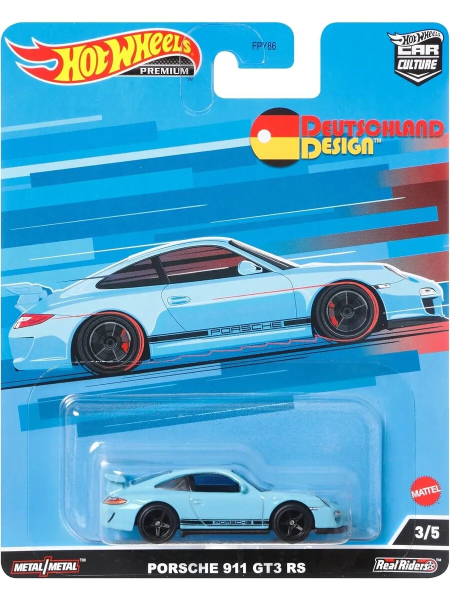 Коллекционная Premium машинка Hot Wheels Porsche 911 GT3 RS Sky Blue (коллекция Car Culture 2022, серия Deutschland Design, 3/5)