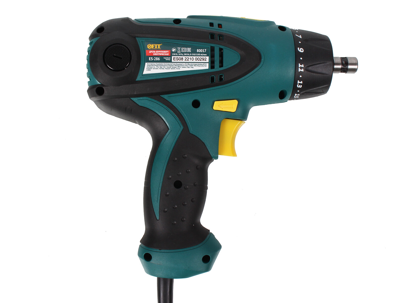 Дрель-Шуруповерт эл. 280 Вт 0-350/1100 об/мин БзП 10 мм рез. накл. 25 Нм БС щеток 1.4 кг