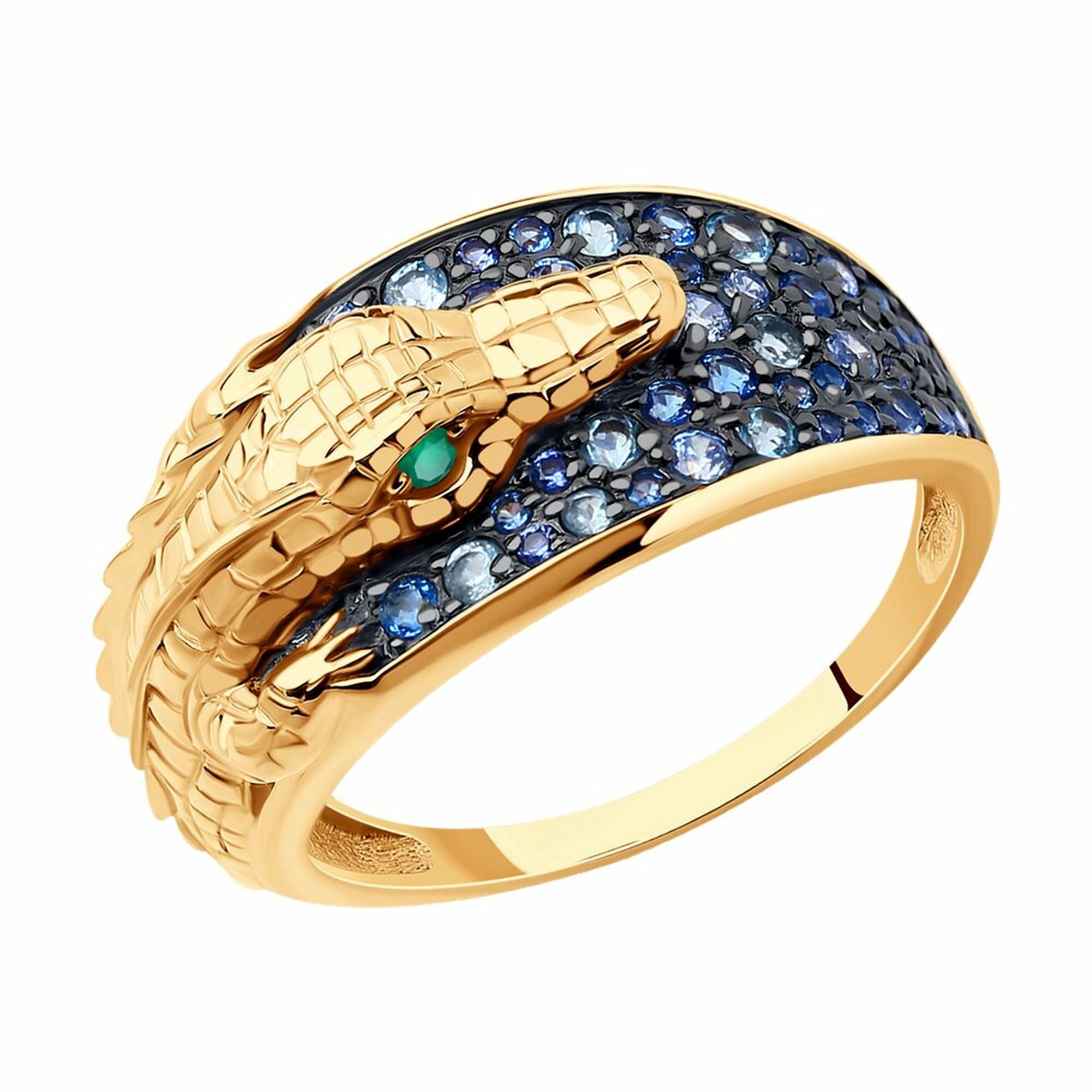 Кольцо, красное золото, 585 проба, агат, фианит, топаз