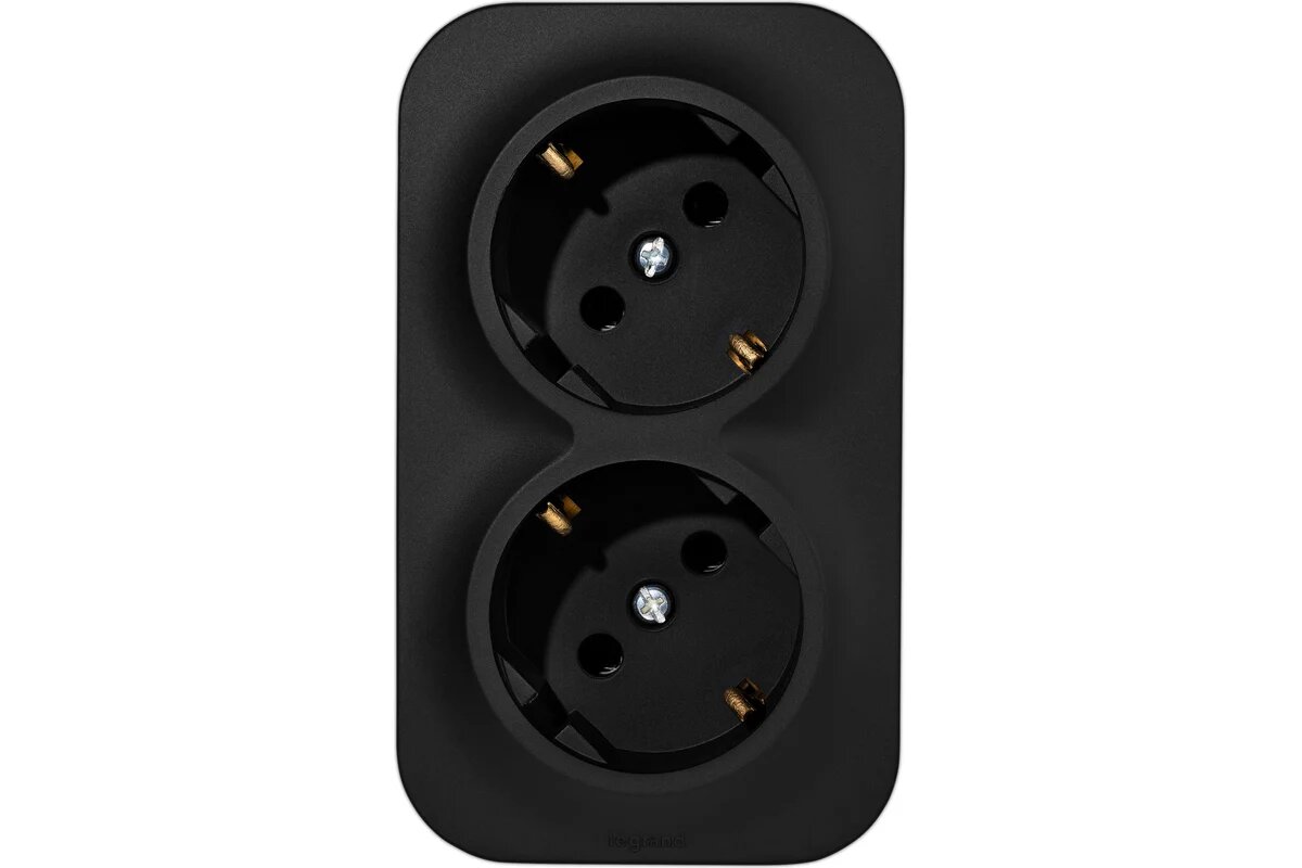 Legrand Quteo двойной с заземлением, IP20, 16A/250V, накладной монтаж, черный 782470