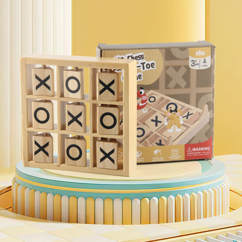 Деревянная 3D игра Крестики-Нолики с игровым полем для детей, обучающая логическая головоломка, развивает критическое
