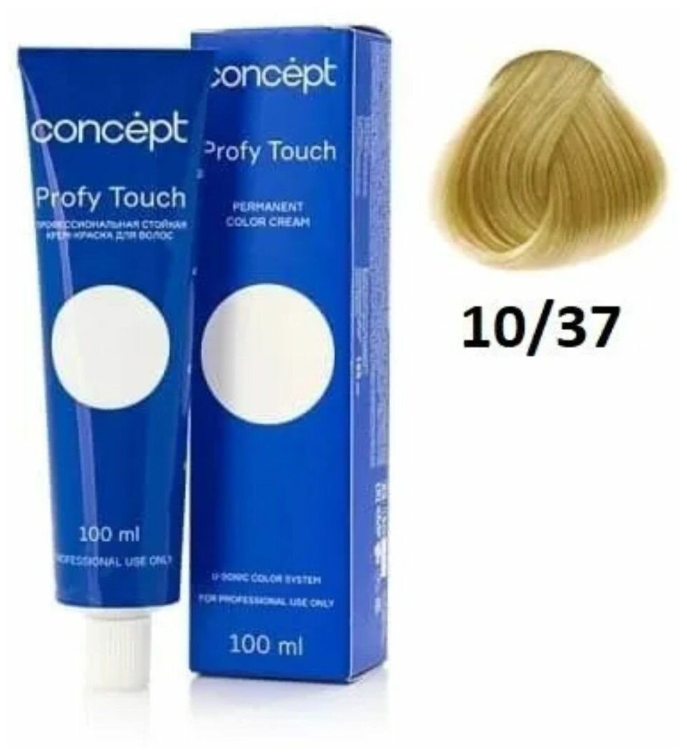 Concept Profy Touch 10.37 Профессиональный крем-краситель для волос, очень светлый песочный блондин, 100 мл