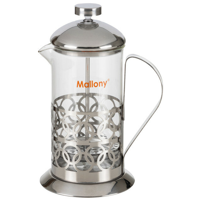 MALLONY Olimpia френч-пресс 600 мл из боросиликатного стекла и нержавеющей стали