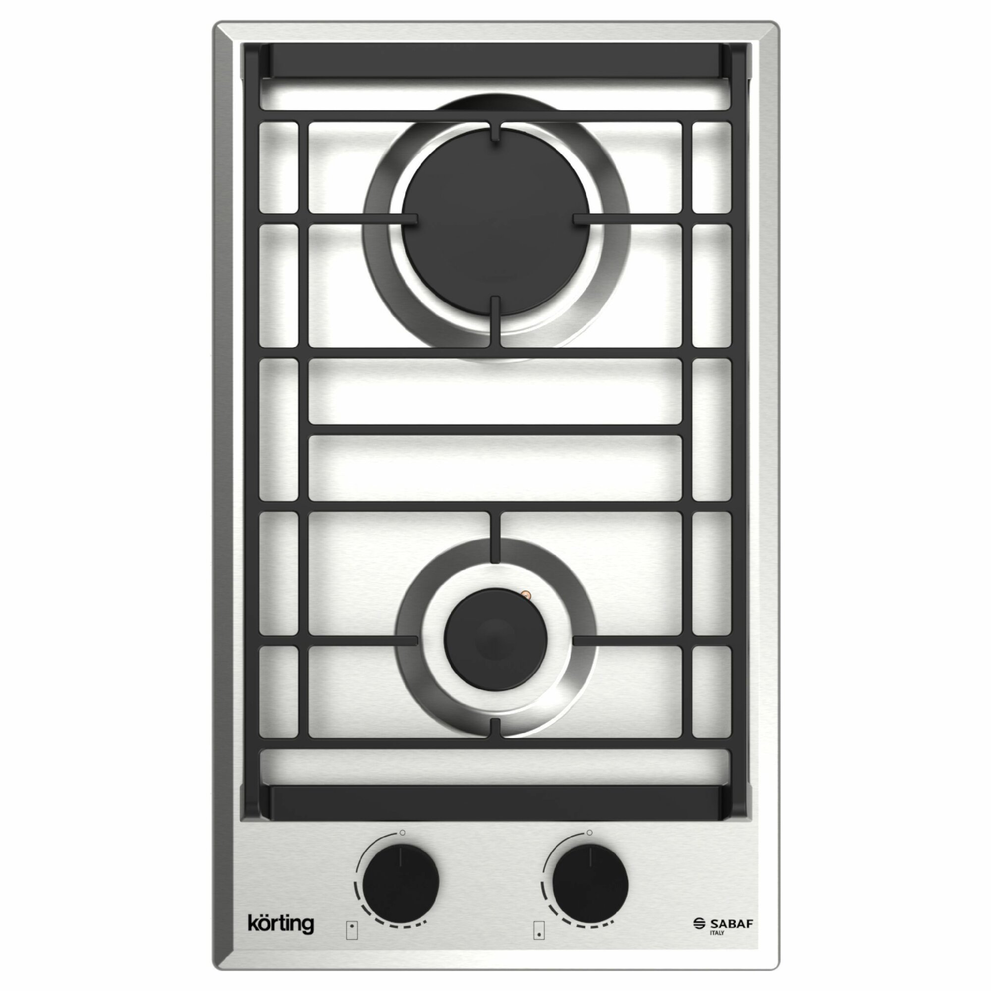Газовая варочная панель Korting HG 3712 CX ширина 30 см, 2 конфорки, электроподжиг, нержавеющая сталь