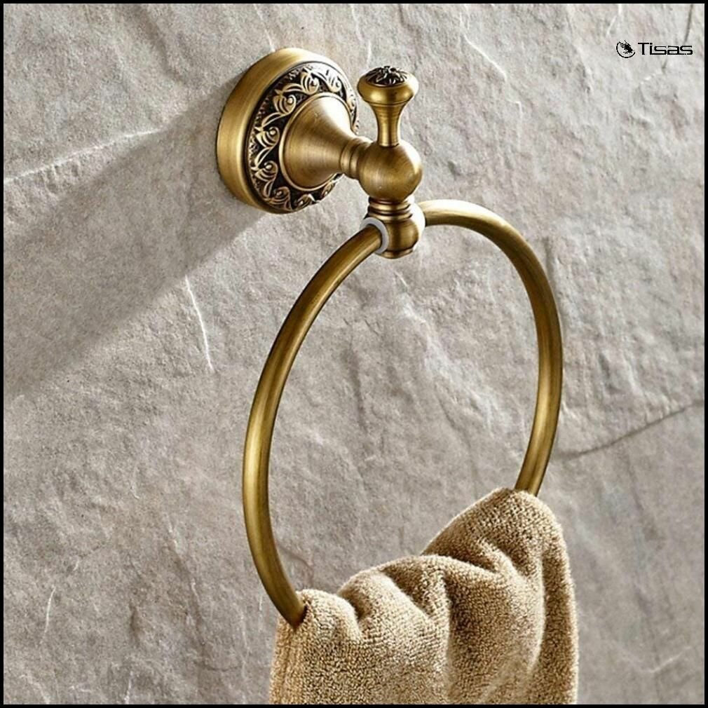Tisas. Античный бронзовый держатель кольца для полотенец, настенный, латунный материал