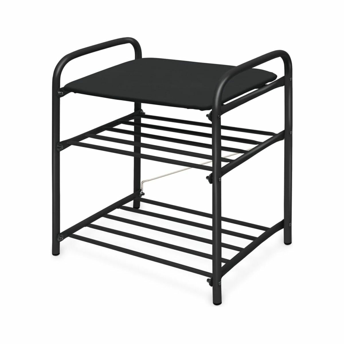 Банкетка для обуви Ника Б1-1, 2 полки, 50 x 33 x 45 см, сиденье черное, каркас черный
