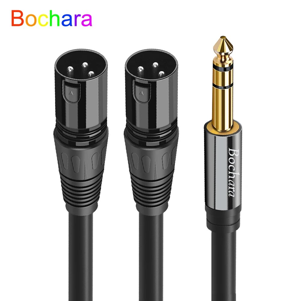Bochara Черный аудиокабель 1/4' TRS на XLR 1,5 метра