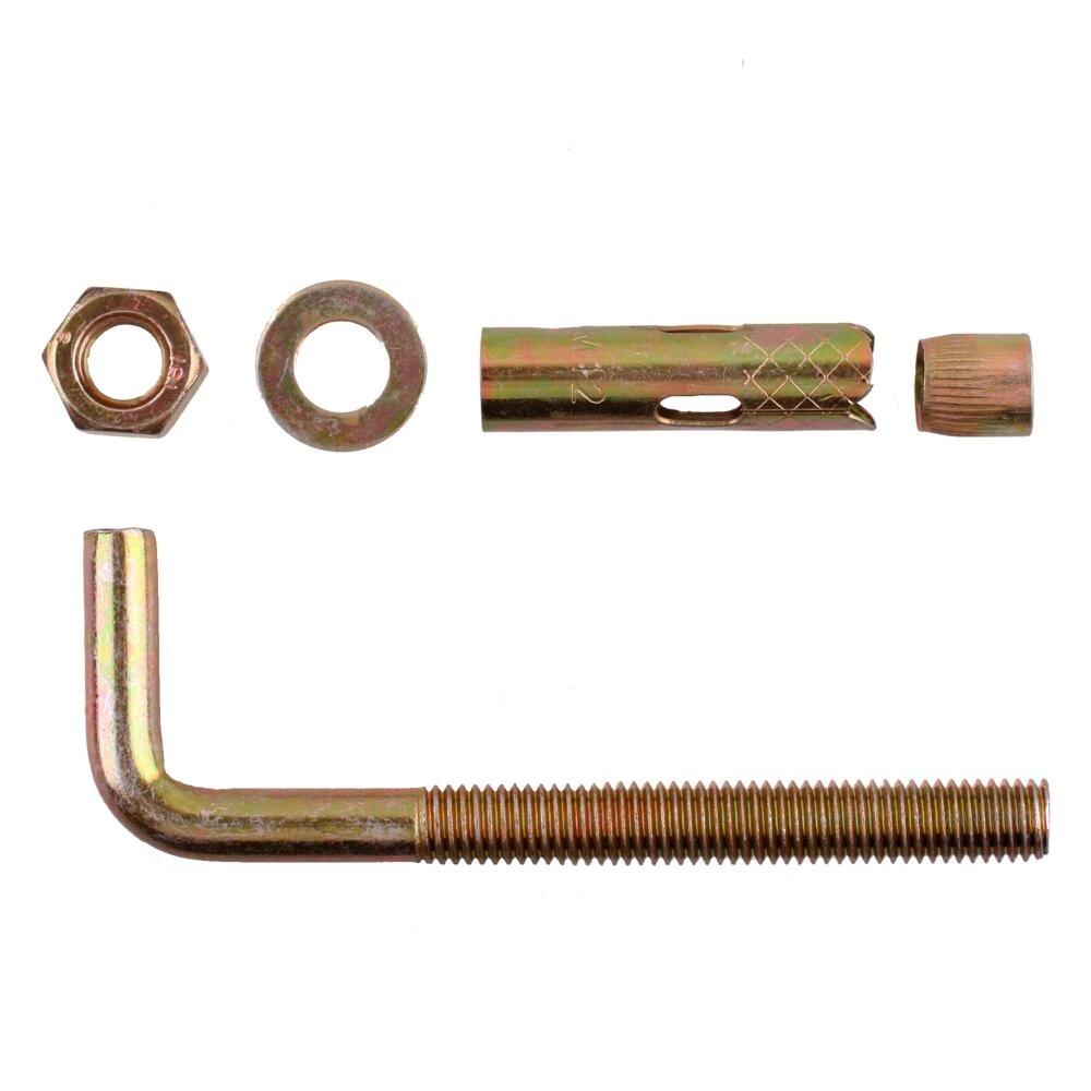 Анкерный болт FIXBERG, Г-образный, D 12 х 70 мм, с крюком, желтопассивированная сталь