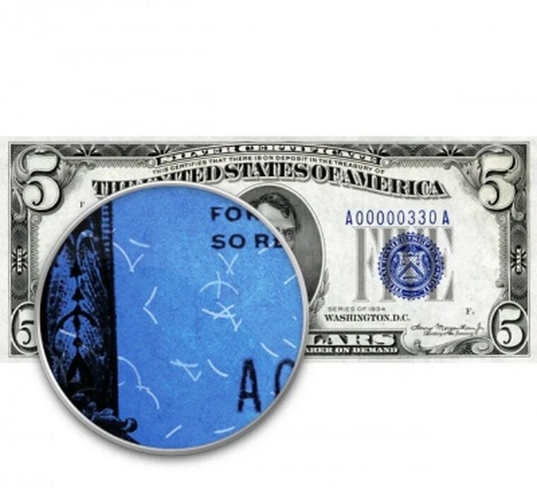 5 долларов 1934 F серебряный сертификат США, сувенирная копия УФ штрихи, банкноты и купюры редкие коллекционные