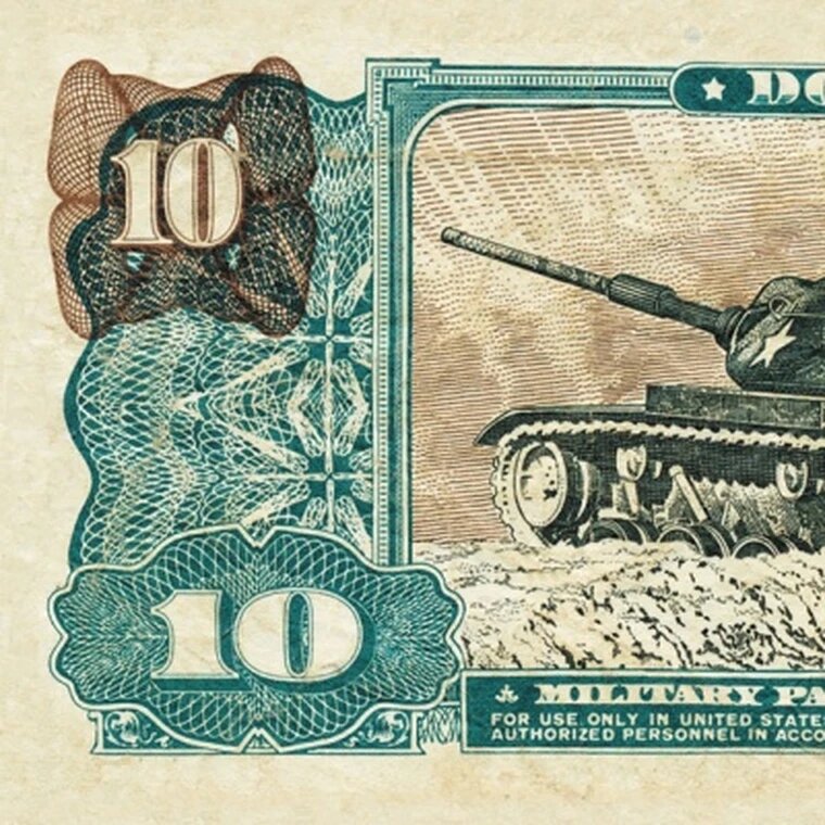 10 долларов 1969 военный сертификат США, сувенирная копия, банкноты и купюры редкие коллекционные