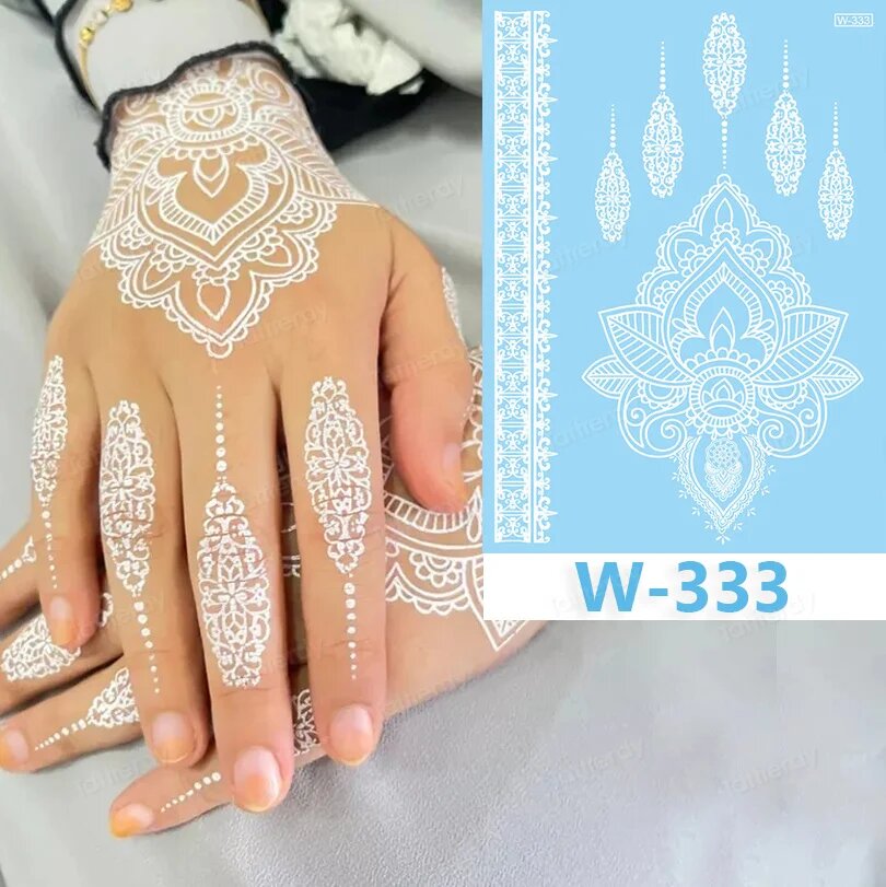 Временная татуировка хной Tattrendy белая w333w