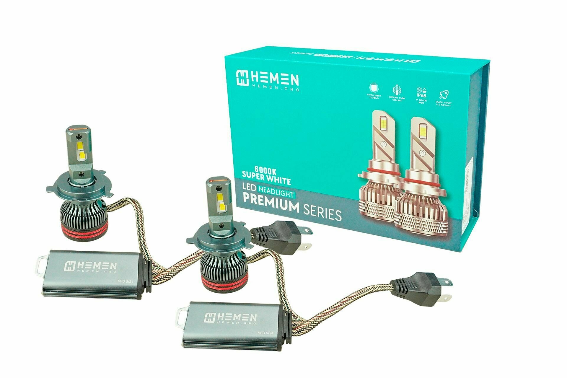 Лампа автомобильная Hemen LED H4 2 шт. 5500-6000K 130W X29 (HLED007)