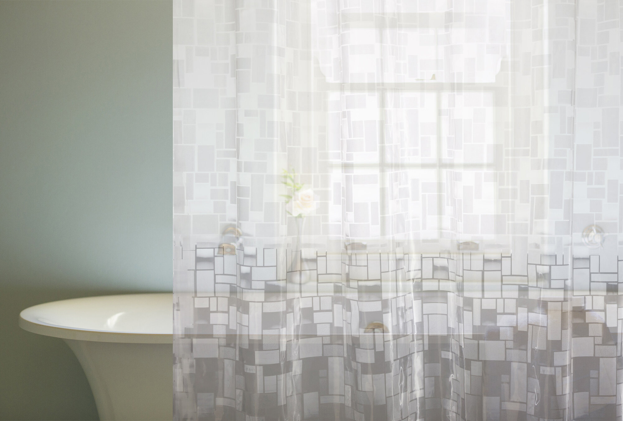 Занавеска для ванной с 3D эффектом "Рыжий Кот" Геометрия, 180 х 200 см