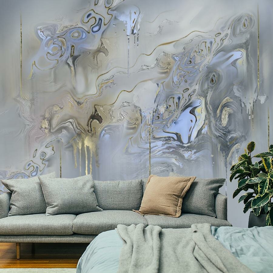 Фотообои Флюид лед на стекле 13-963-S-Холст 270 x 200 см (ВхШ) Бесшовные, флизелиновые, влагостойкие обои