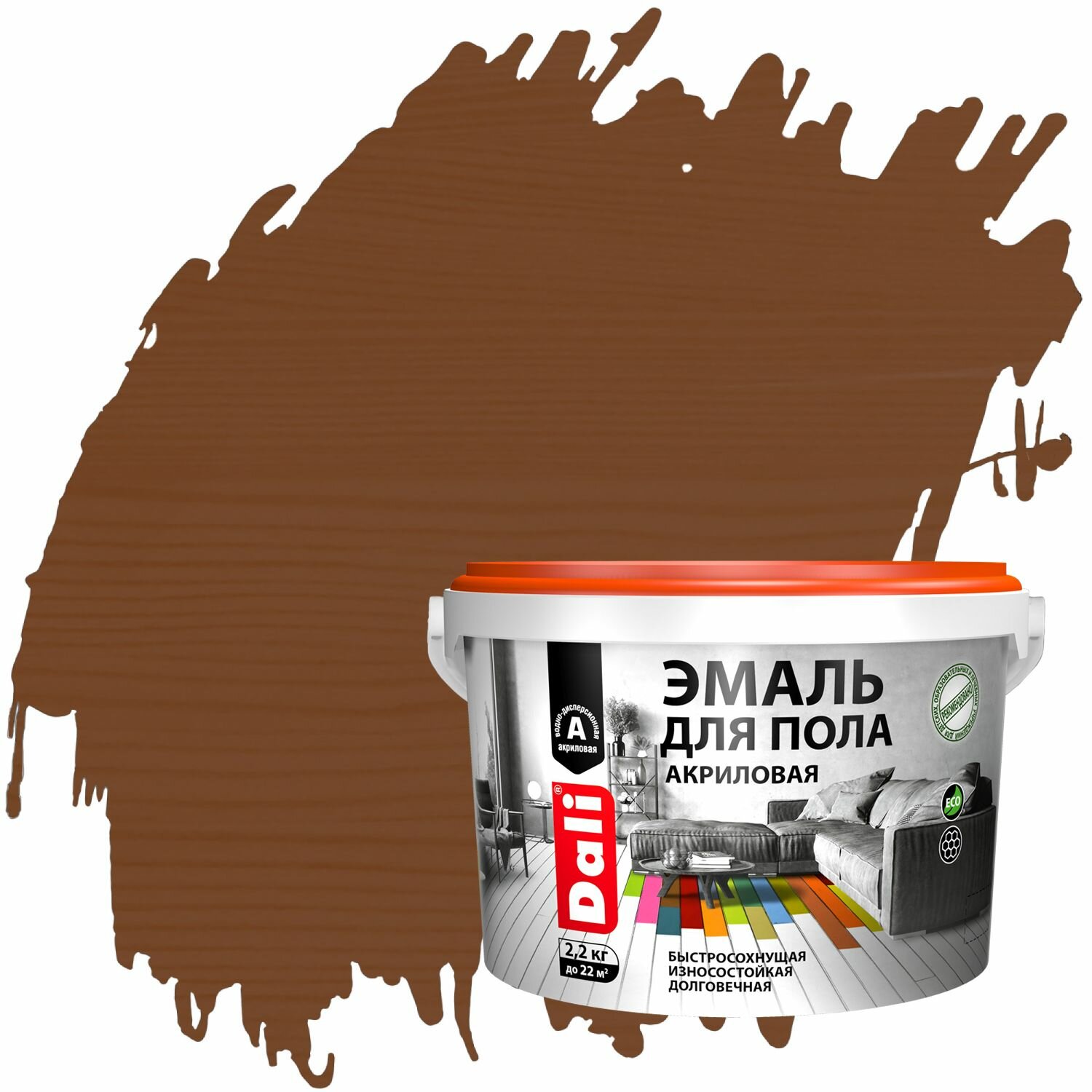 Эмаль для пола акриловая Dali (2,2кг) орех