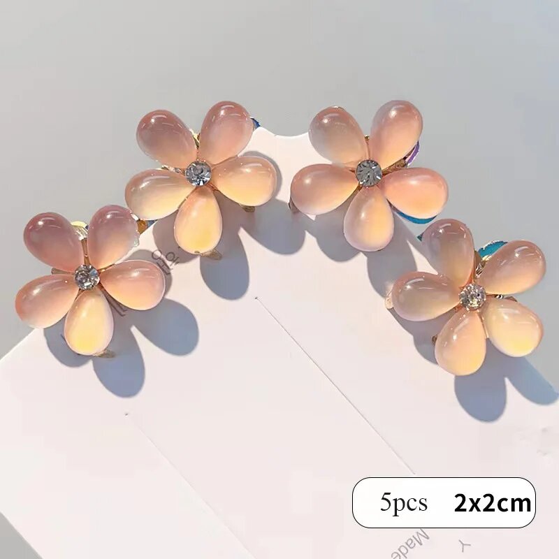 5 шт. заколки-краб розовые, акрил 2x2 см