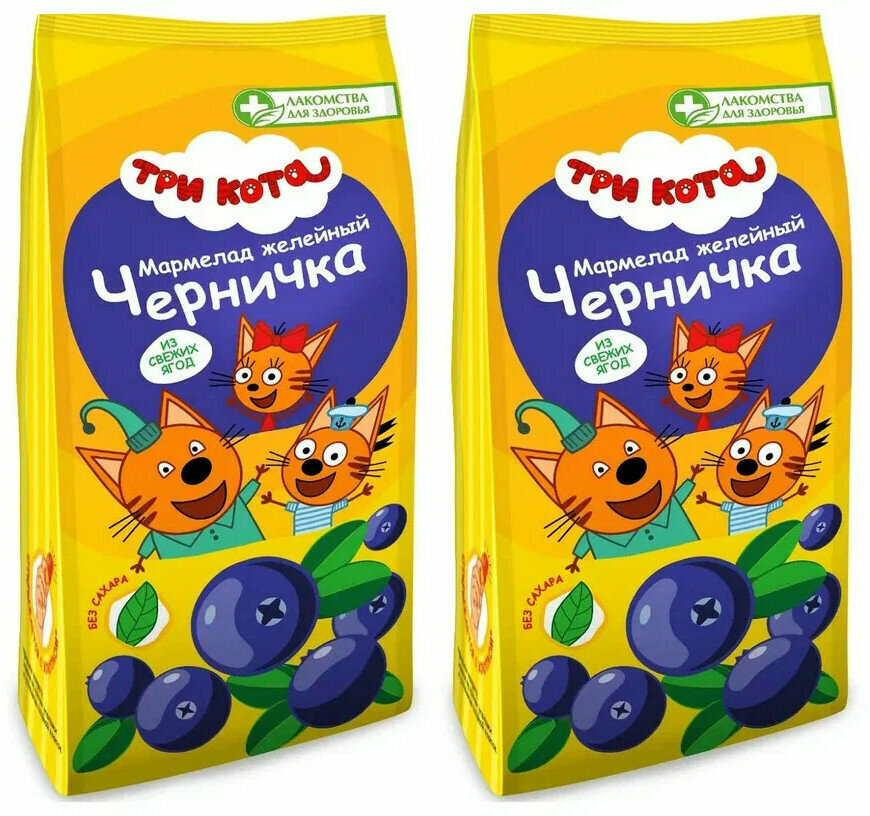Мармелад желейный, 3 Кота, Черничка, 105 гр, 2 уп.