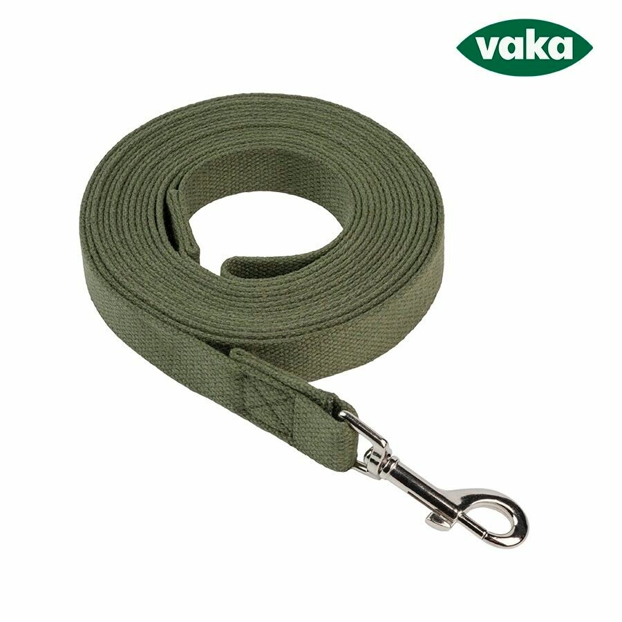 VAKA Поводок брезентовый, 25 мм х 5 м, брезент/металл, зеленый