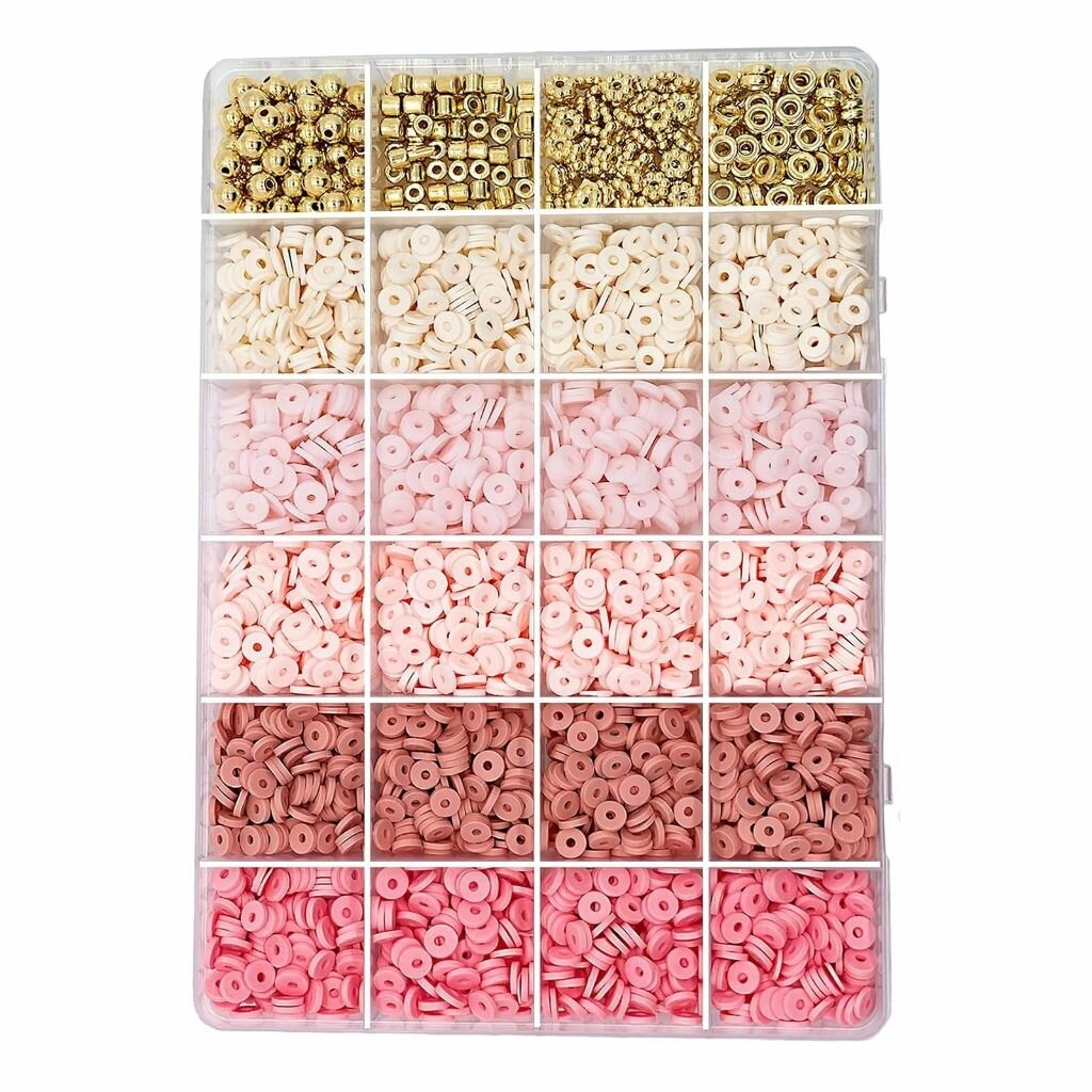 Набор из 24 отделений 5 цветов глиняных бусин + бусины-разделители