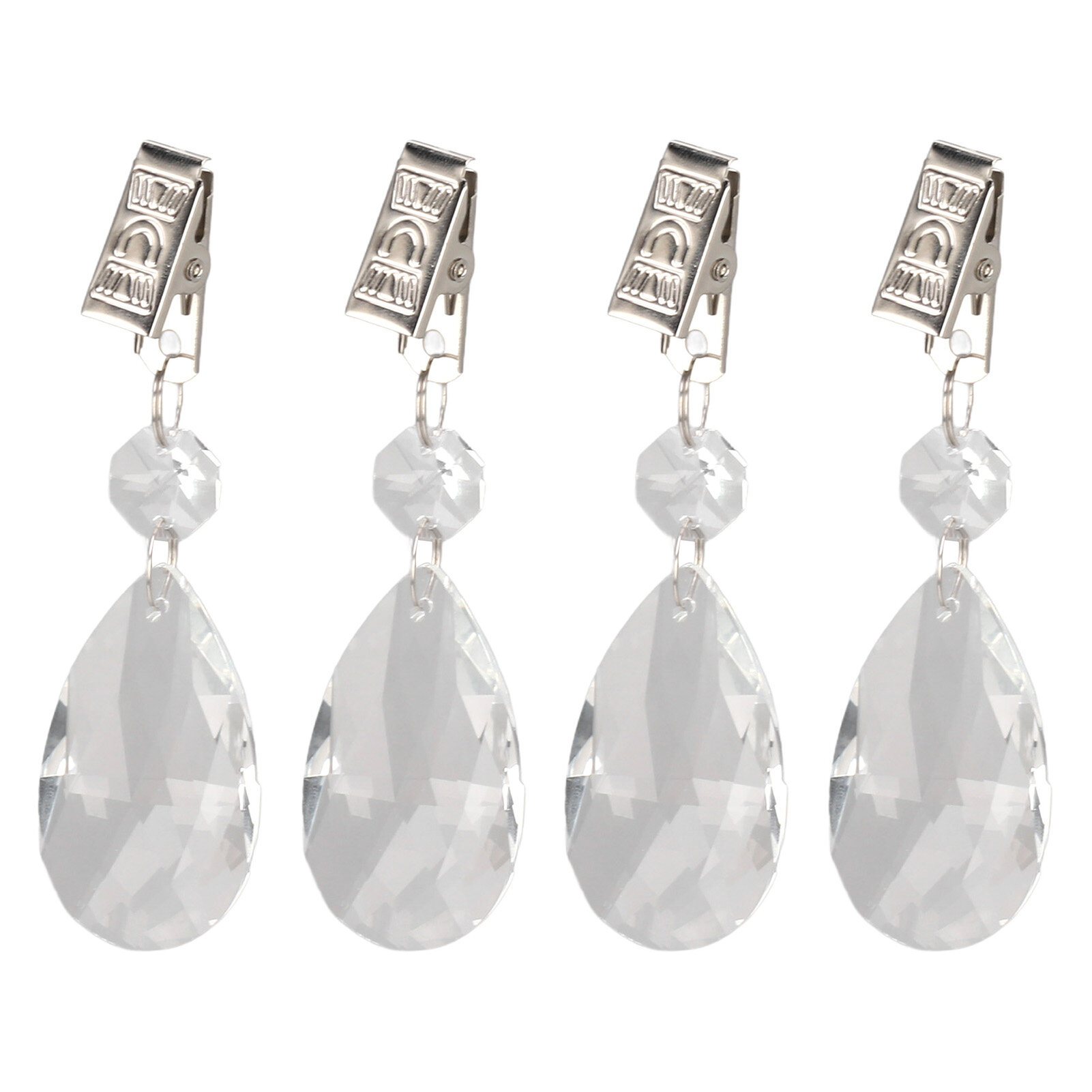 Набор подвесок в виде капель воды для украшения скатерти с металлическим зажимом, выполненных из хрустальных стеклянных призм в форме капли, для пикника на природе и семейного ужина.