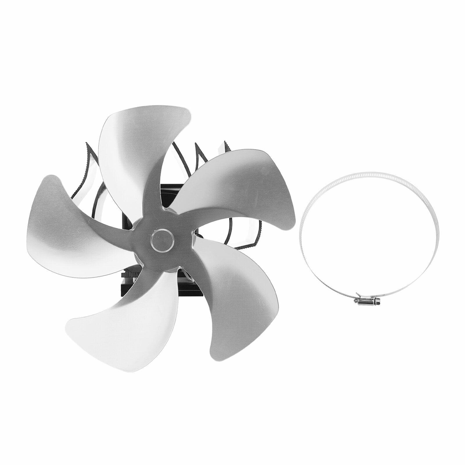5 лопастной настенный вентилятор серебристый, с тепловым приводом