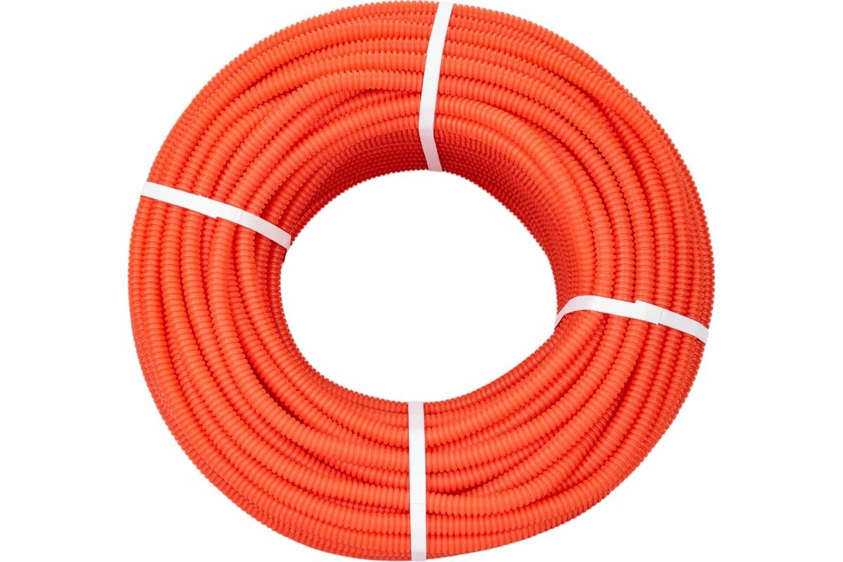 Гофрированная труба из ПНД REXANT с зондом d 16 мм оранжевая 100 м 28-0016-5