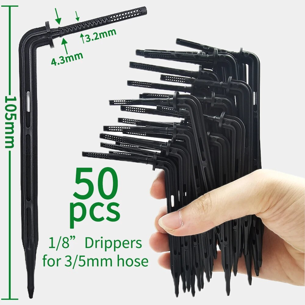 50 шт. капельниц 1/8" для 3/5 мм шланга, черные