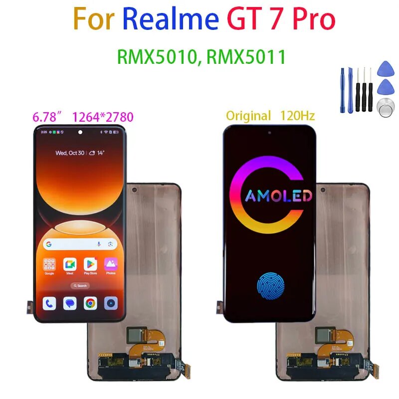 Оригинальный 6,78 "AMOLED для Realme GT7 Pro GT 7 Pro RMX5010, RMX5011, сенсорный ЖК-дисплей для Realme GT7 Pro, замена дисплея