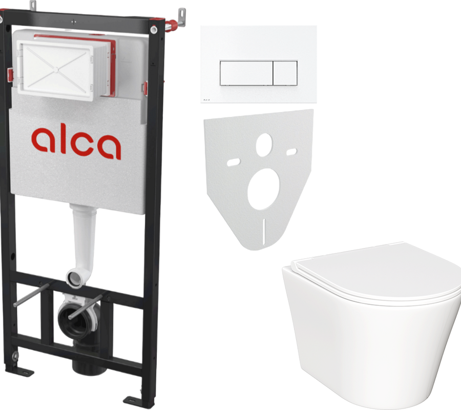 Комплект Унитаз подвесной Ceramicanova Forma CN3011 с микролифтом + Инсталляция AlcaPlast AM101/1120-4:1 RU M570-0001 кнопка смыва белая
