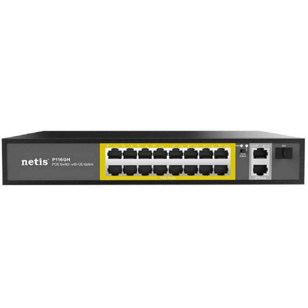 Коммутатор P116GH Netis Неуправляемый 19 портов 1000 Мбит/сек