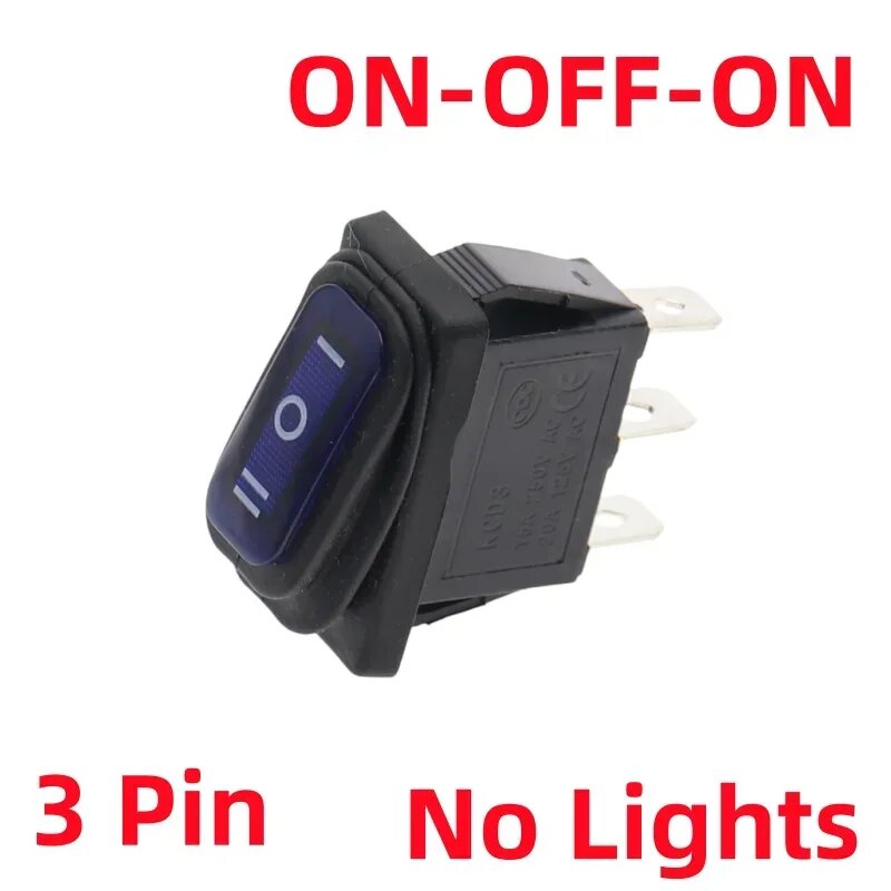 KCD3 Водонепроницаемый кулисный переключатель ВКЛ-ВЫКЛ-ВКЛ 3-контактный 3-позиционный, мощность электрооборудования, 15 А 250 В переменного тока/20 А 125 В переменного тока