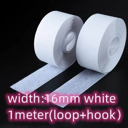 Липучка самоклеящаяся Piesfule белая/черная 16/20/25/30/50 мм Белый, 16mm White 1meter