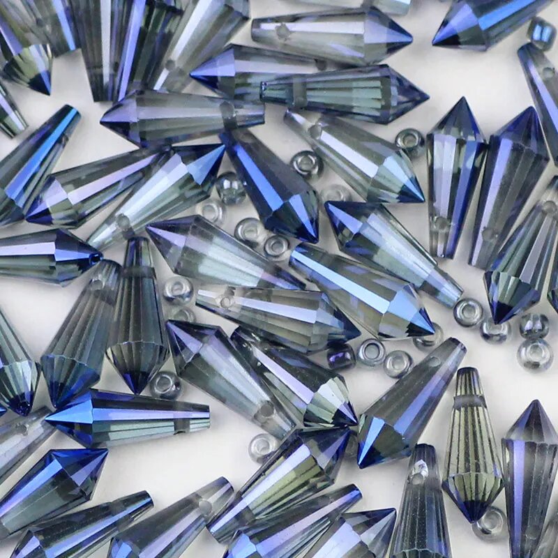 Хрустальные бусины капля Blue ink 6x15 мм, 50 шт