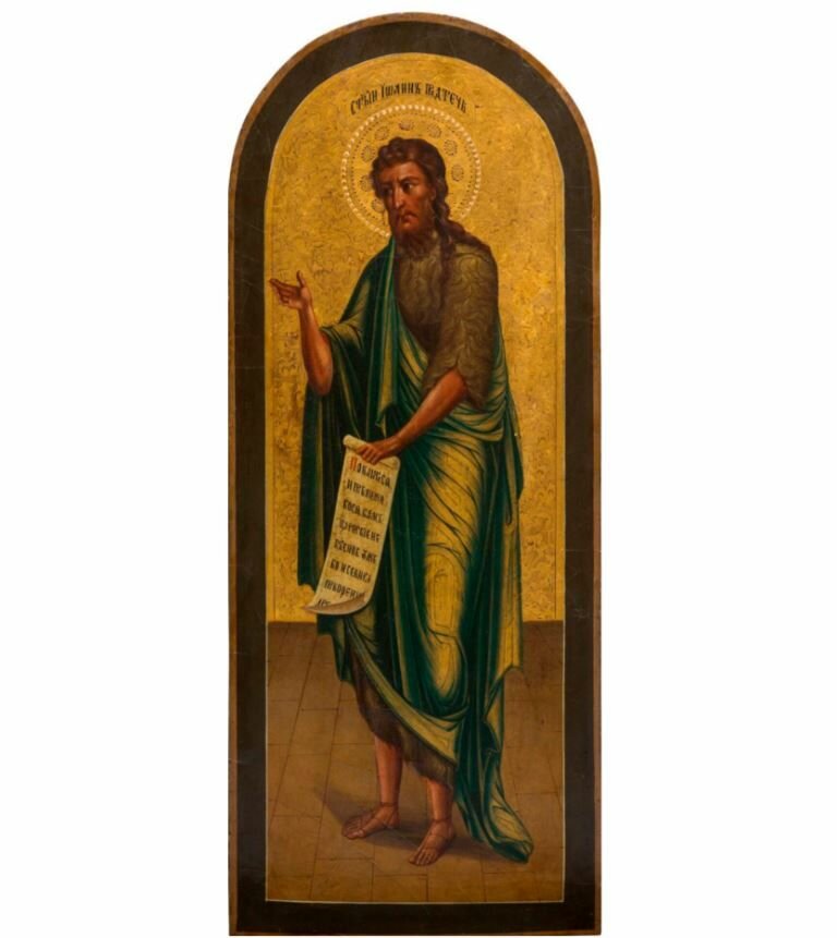 Иоанн Предтеча Креститель Господень. Деревянная икона на левкасе (13 см)