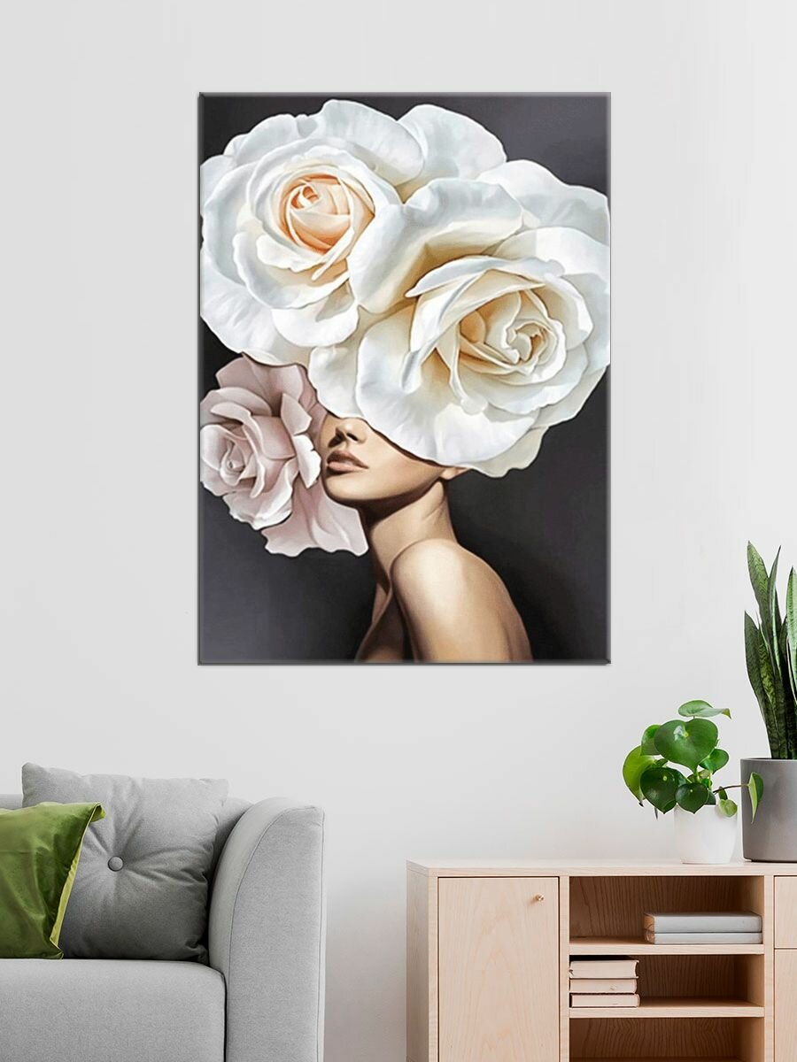 Картина на стену "Девушка в пионах", 50х70 см