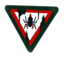 Road Sign 2 x 2 Triangle with Clip with Spider and Dirt Stains Pattern (Sticker) - Set 70604, 892pb028 Dark Green U