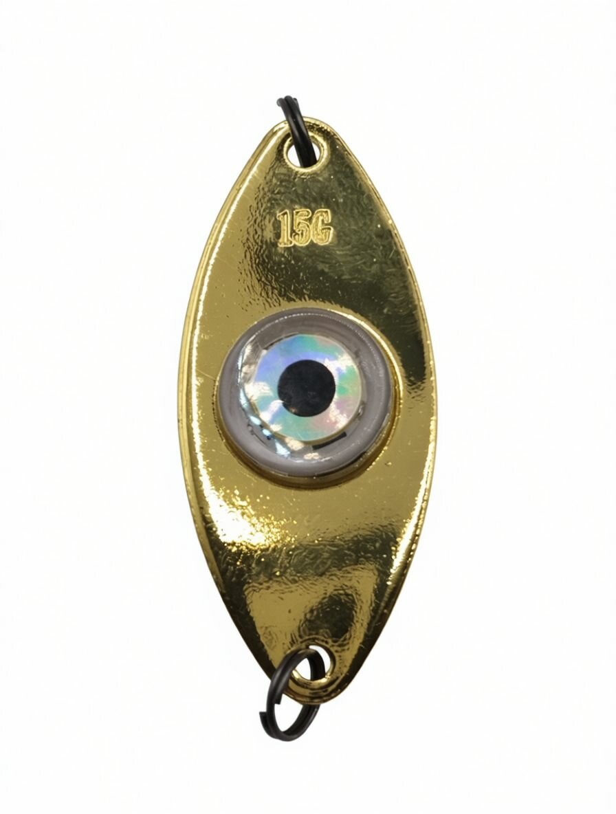 Блесна Чайка "Мигалка", для хищной рыбы, зимняя и летняя, золотистый цвет, 15 гр