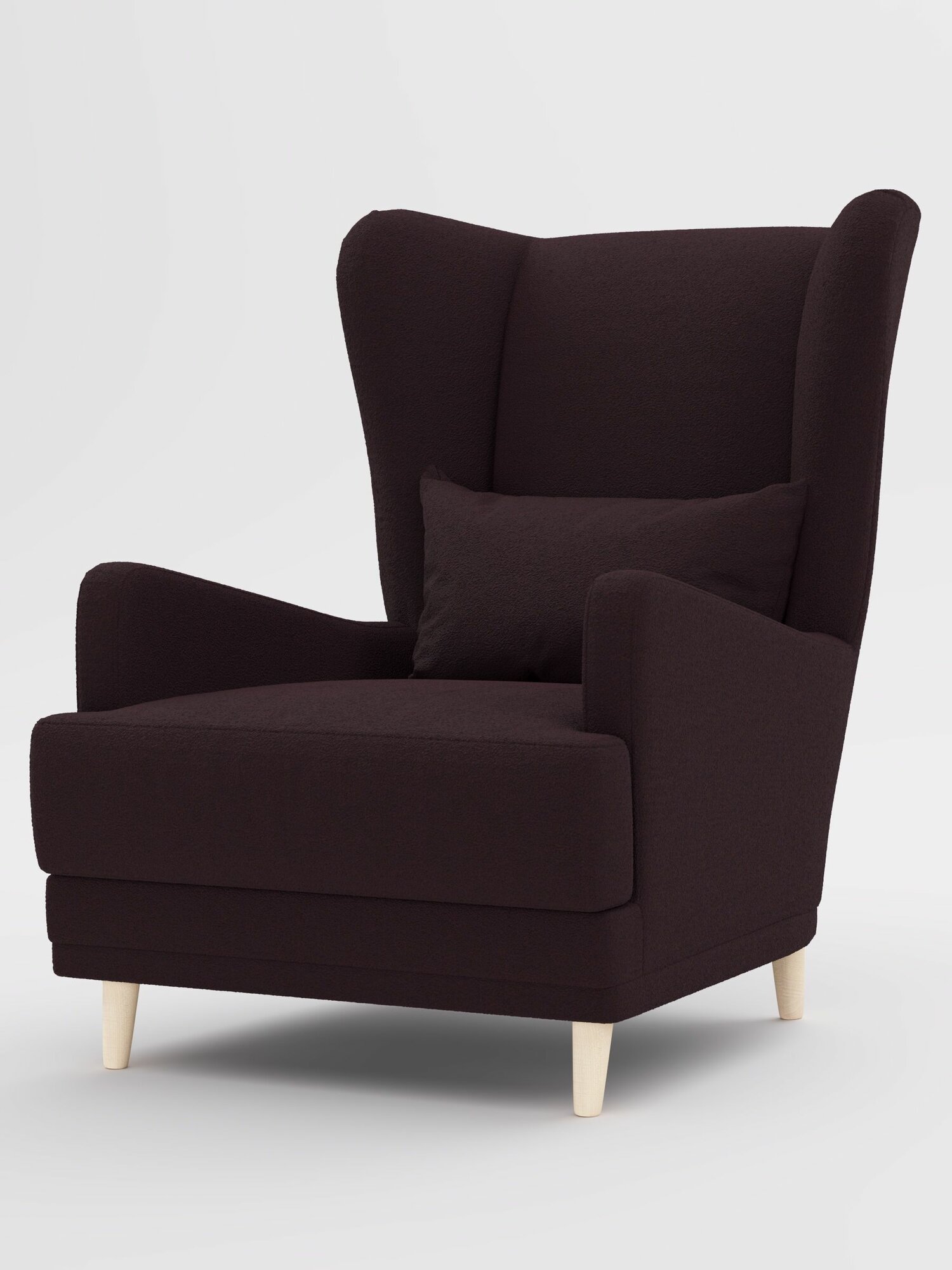 Кресло мягкое для дома, отдыха в гостиной Марсель от W&B, искусственный мех, цвет: фиолетовый