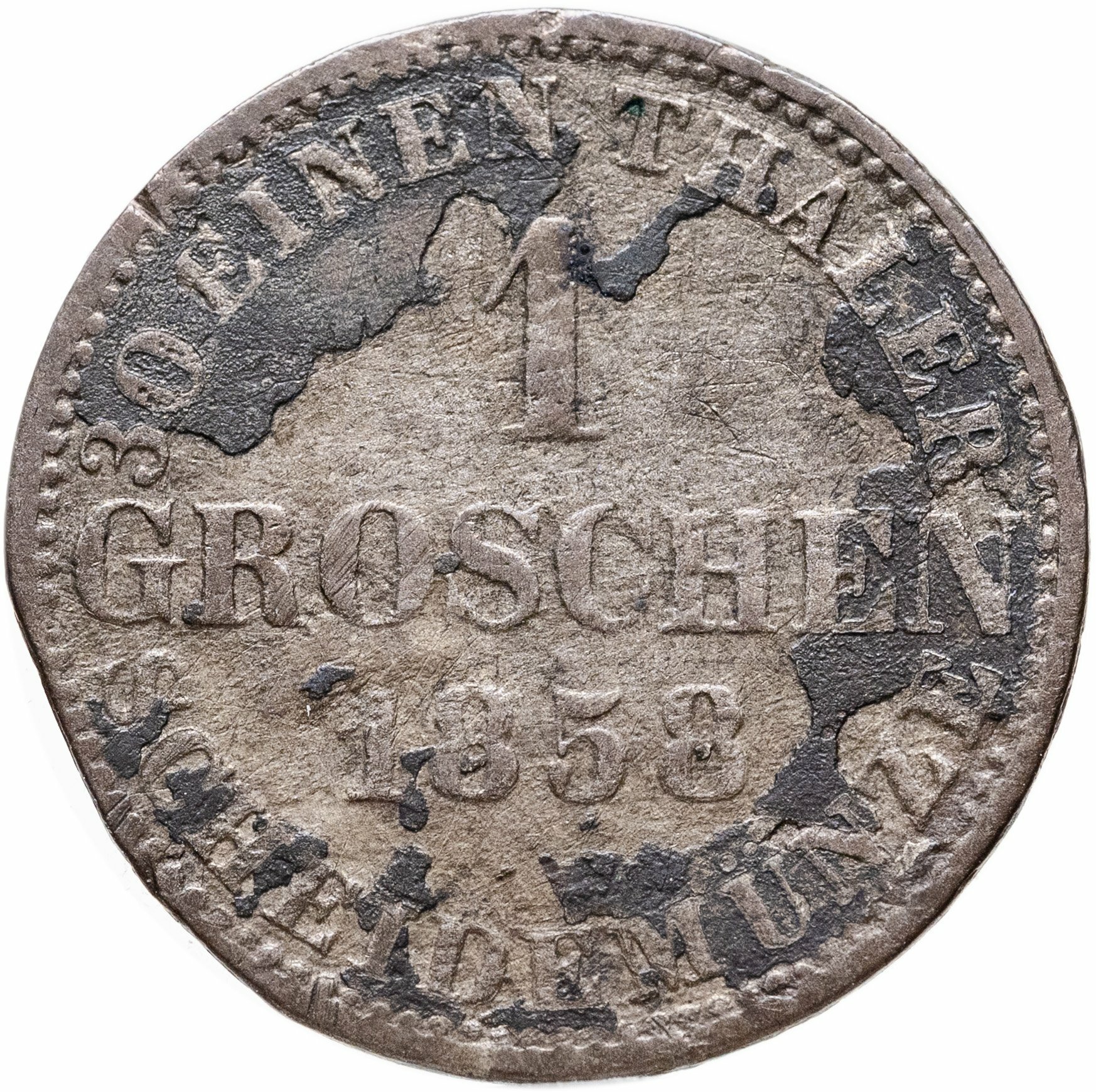 Ганновер 1 грош 1858, Серебро 220, в сохранности VG
