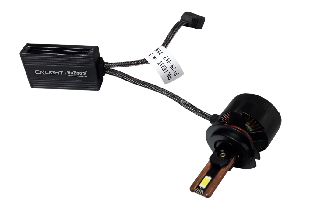 Светодиодная лампа RuZoom H7 P129 (чипы 3570) 75W 6000K 5500Lm (12V) кулер + радиатор - 2 шт.